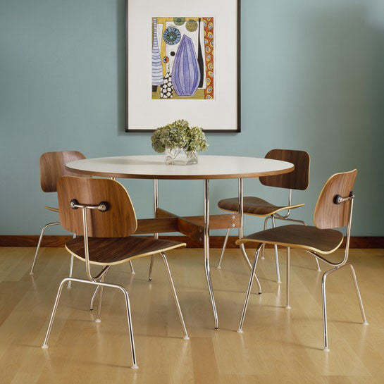 Herman Miller Eames Molded Plywood Dining Chair with Metal Legs Color Wood tones Chrome DCM.479N Herman Miller Authorized Retailer